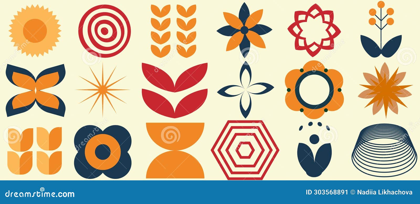 Geometric Floral Pattern with Simple Shapes. Spring Vector Background ...