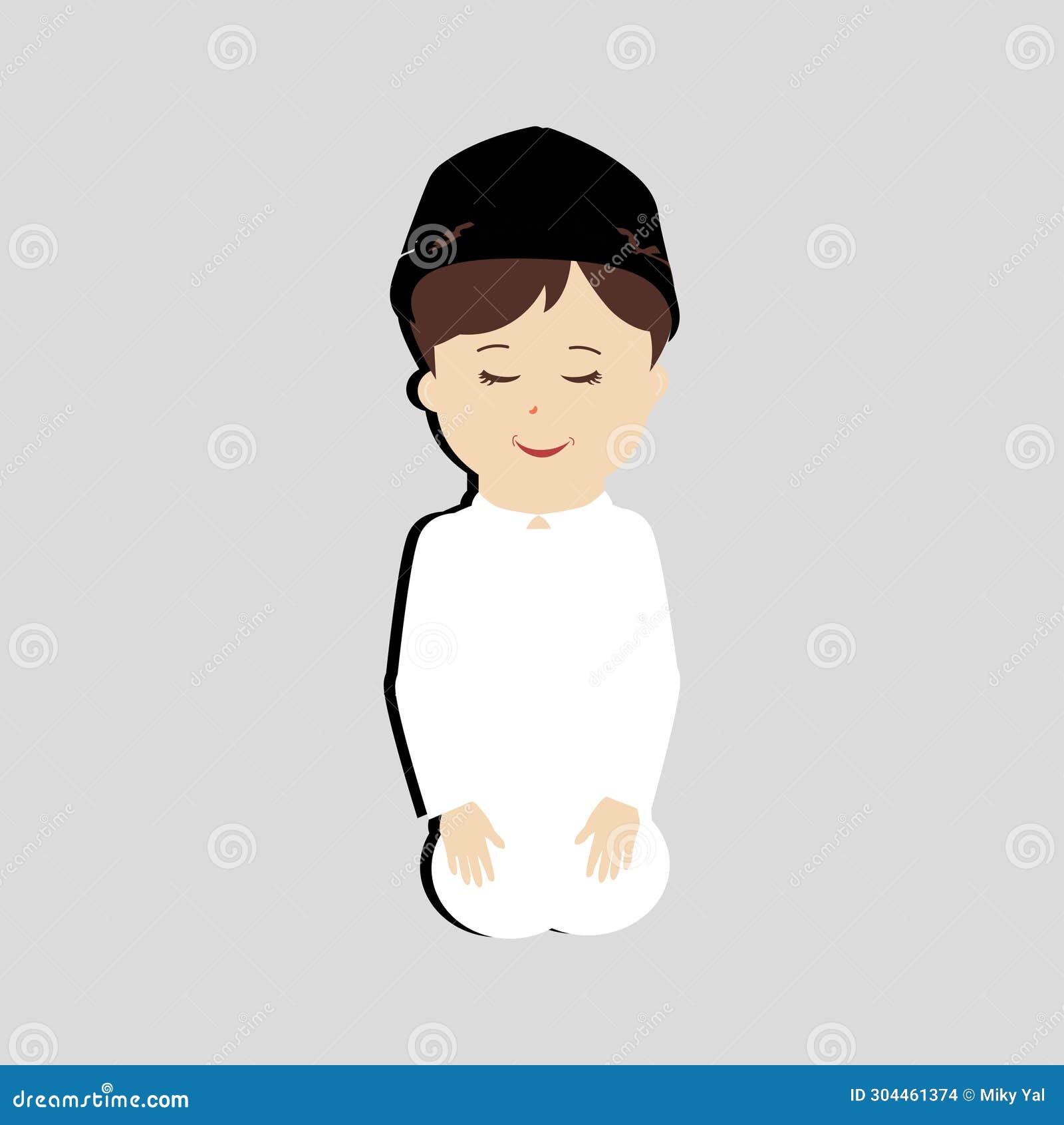 Happy Muslim Boy Cartoon Character Vector. Muslim Boy Praying Stock ...