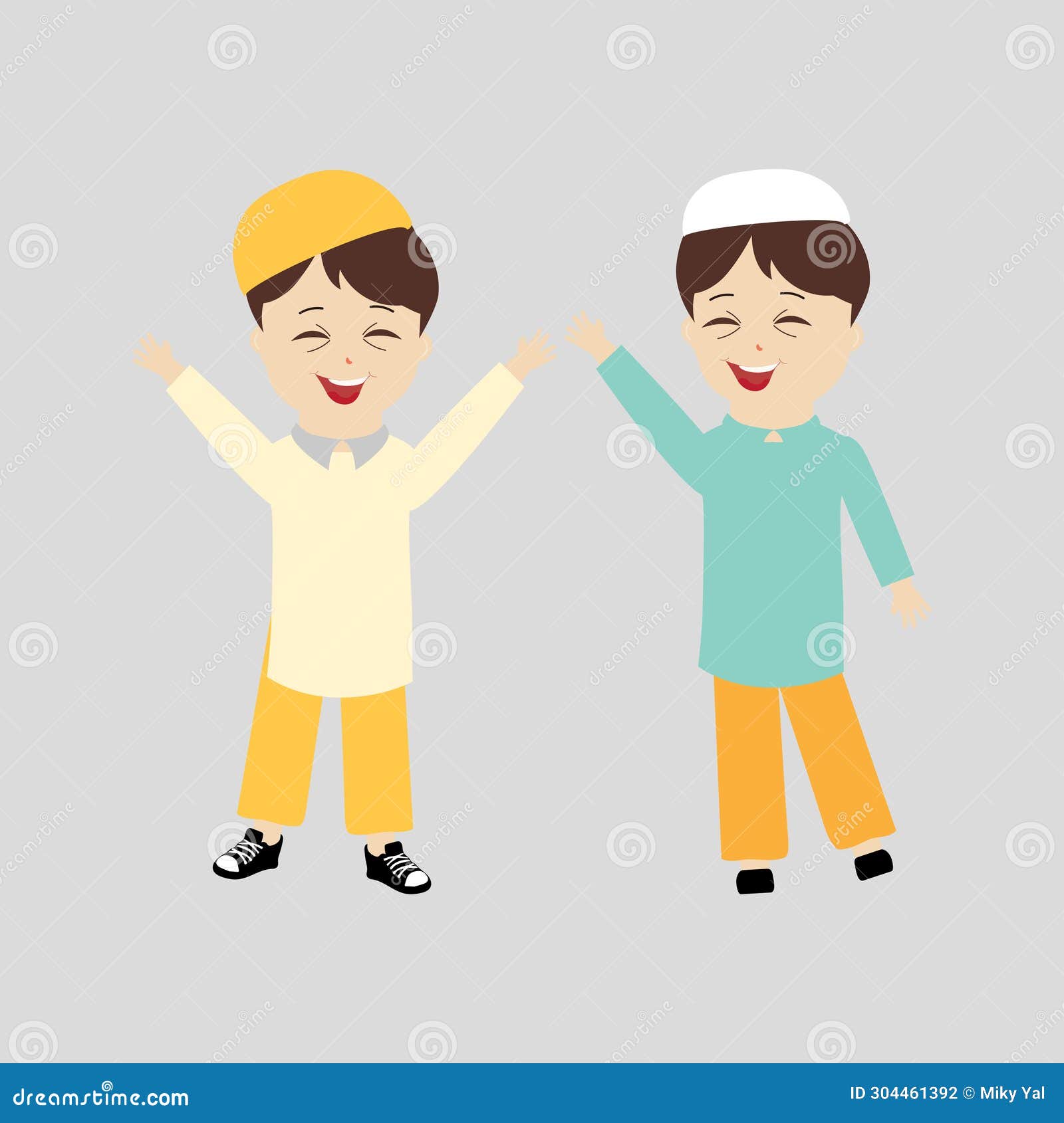 Happy Muslim Boy Cartoon Character Vector. Muslim Boy Praying Stock ...