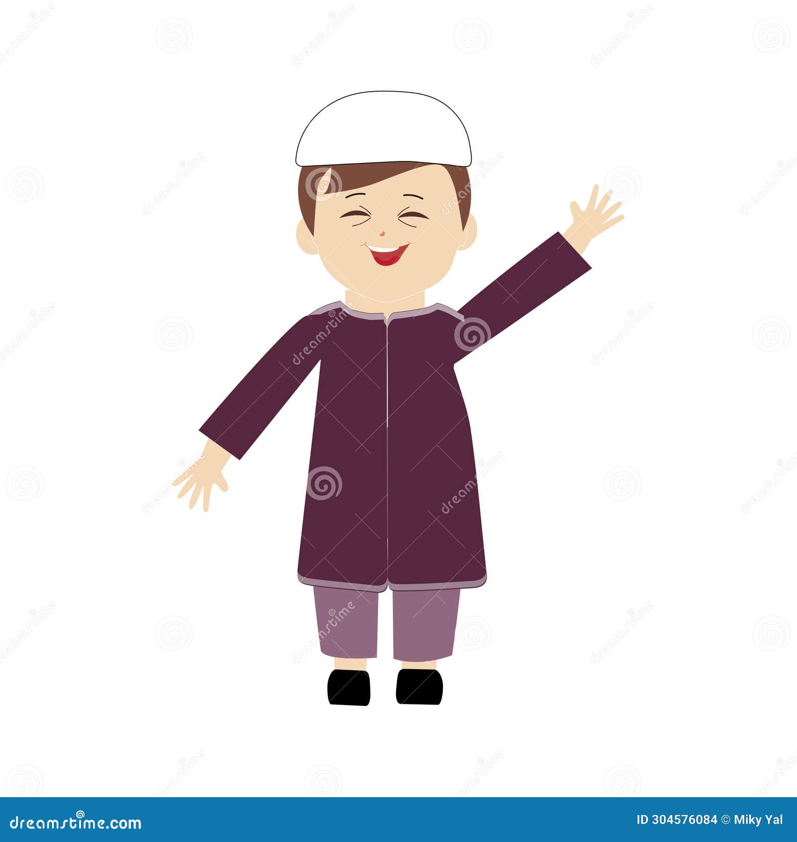 Muslim Boy Cartoon Illustration for Ramadan Kareem and Islamic Culture ...