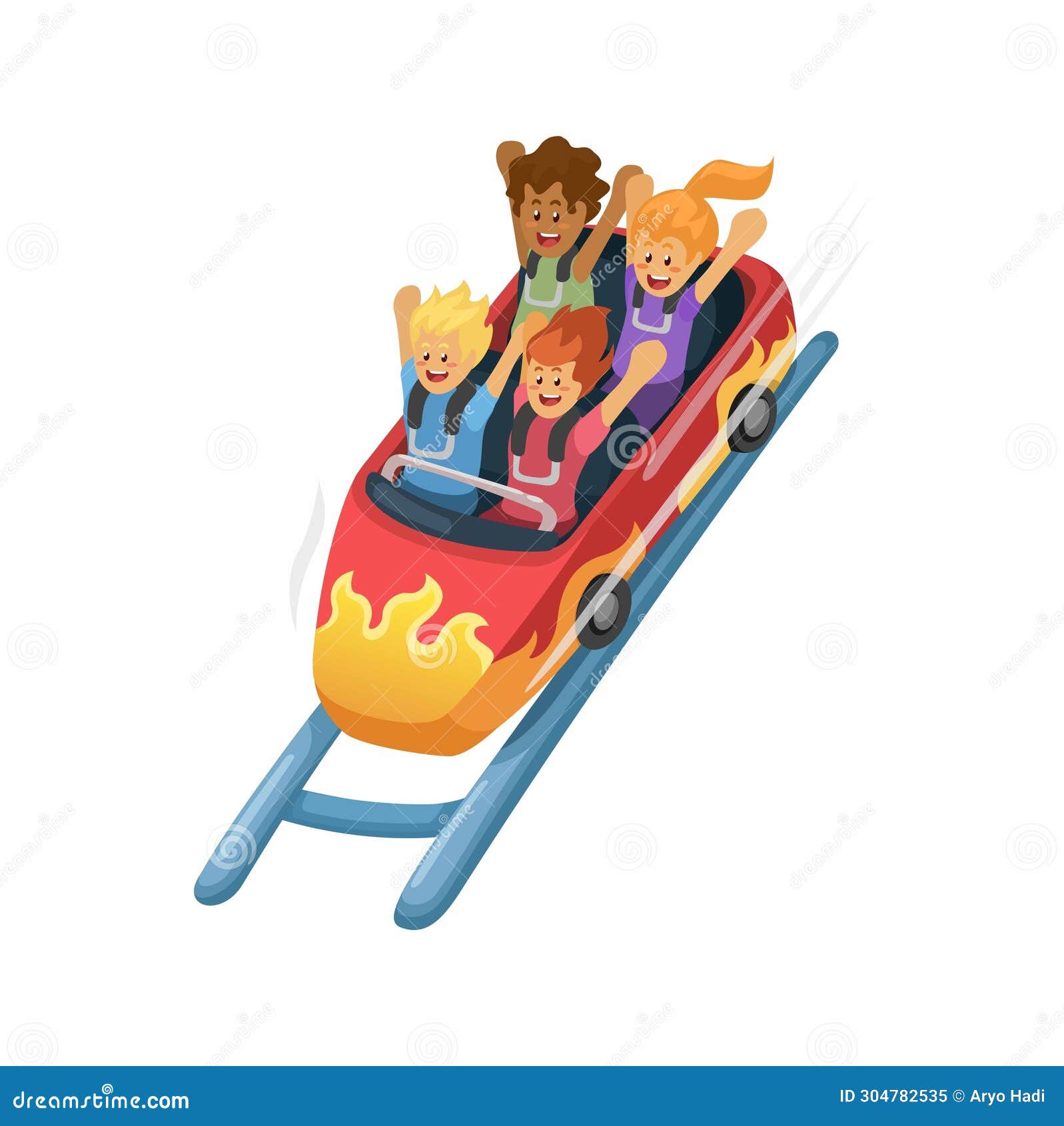 Roller Coaster Ride Cartoon Illustration Vector Stock Vector ...