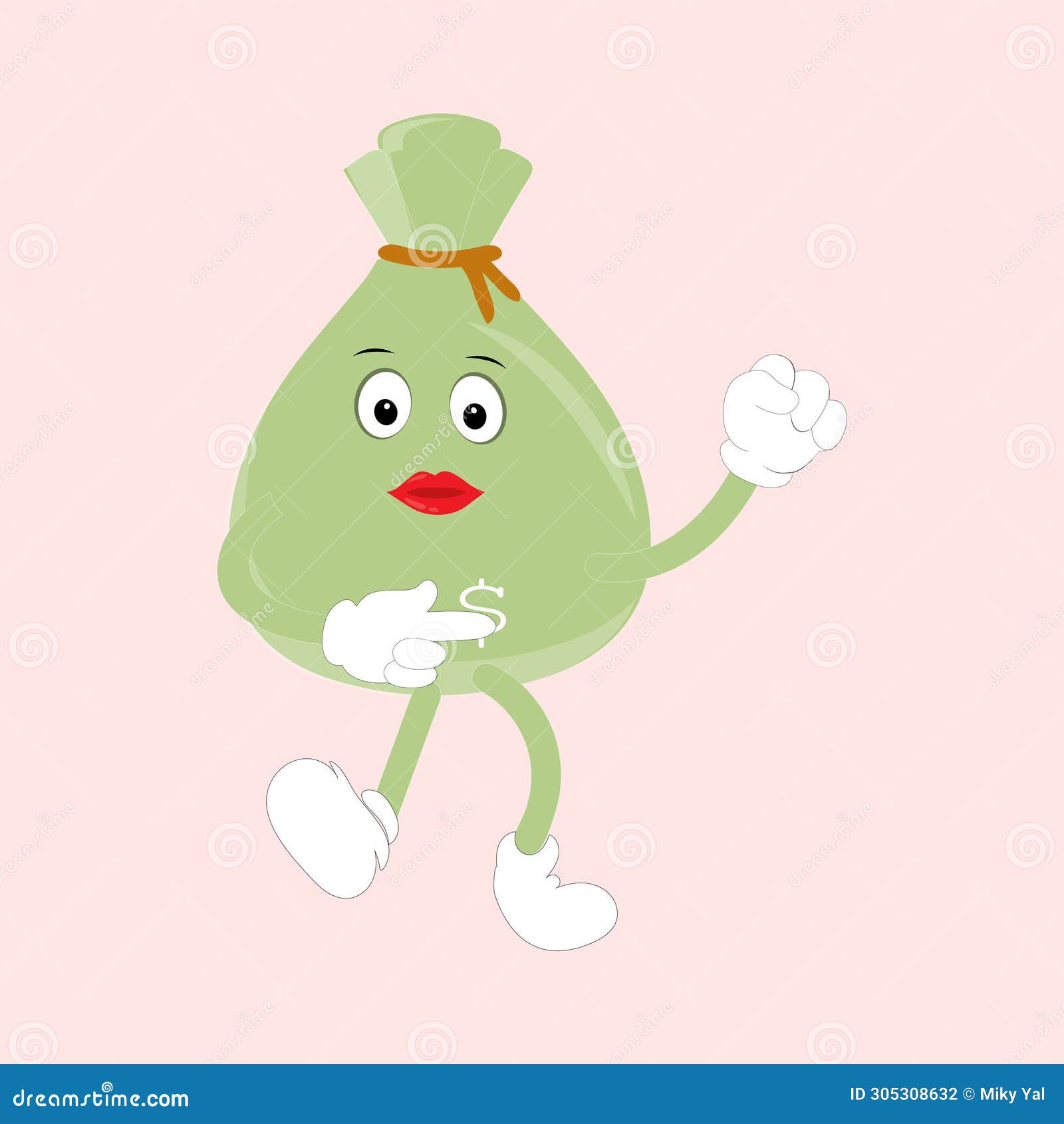 Money Bag Funny Cartoon Illustration. Money Bag Set Mascot of 70s ...