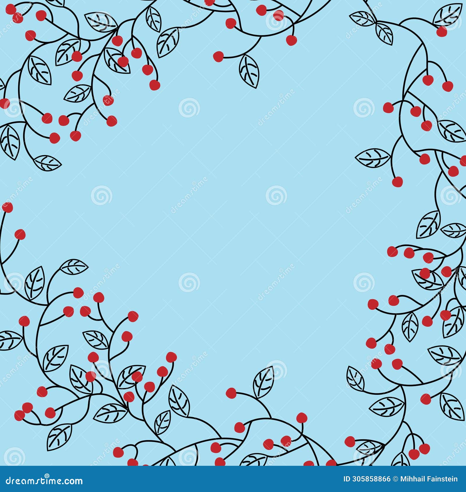Leaves and Berries Background Frame Stock Vector - Illustration of curl ...
