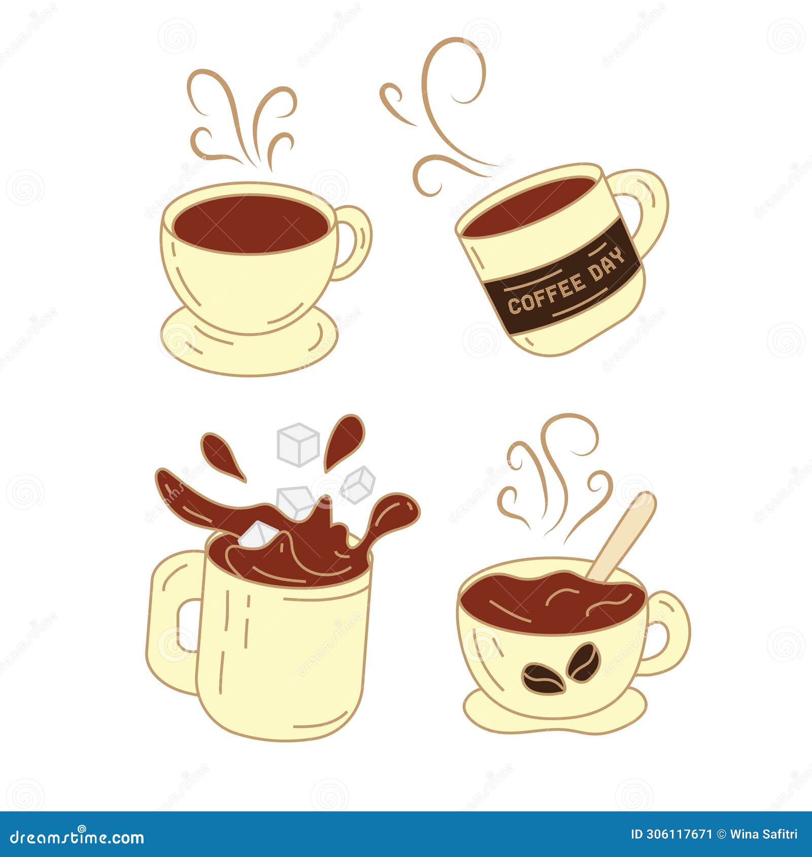 Set of coffee element stock vector. Illustration of beverage - 306117671