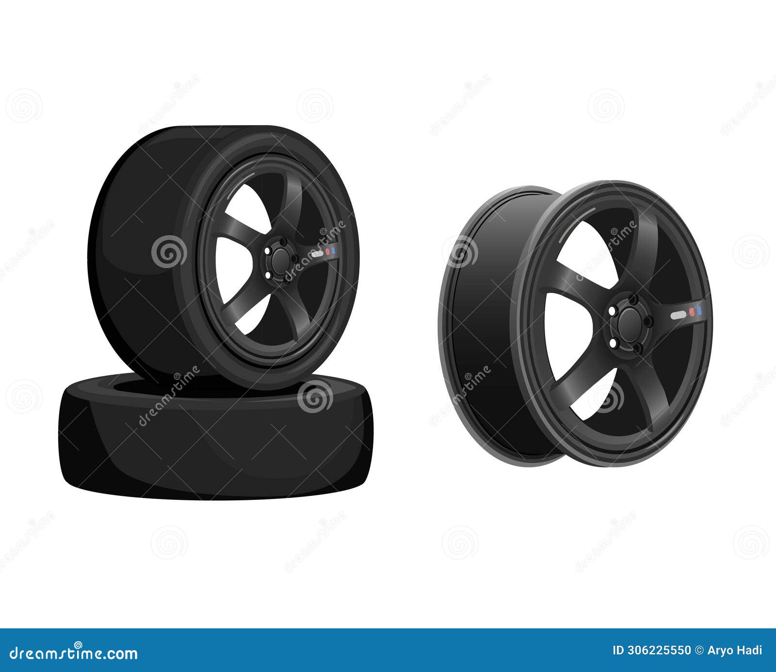 Tire Wheel and Rims Vehicle Part Vector Stock Vector - Illustration of ...