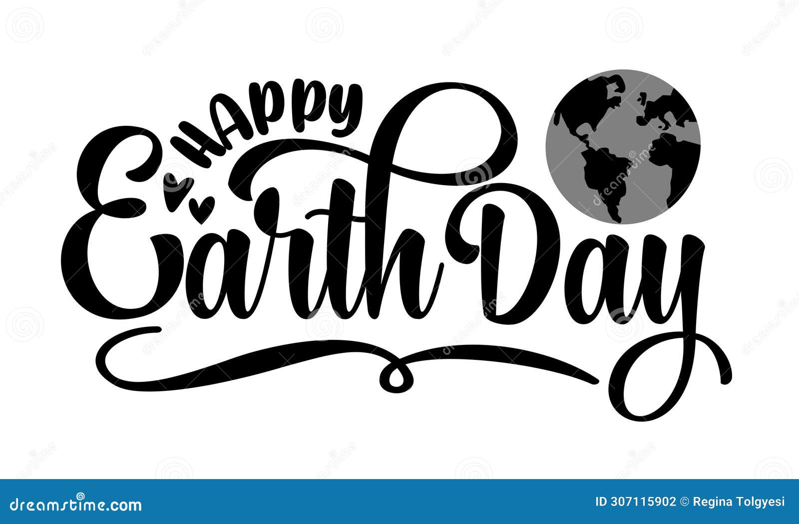 Happy Earth Day - Modern Caligraphy with Planet Earth Stock Vector ...