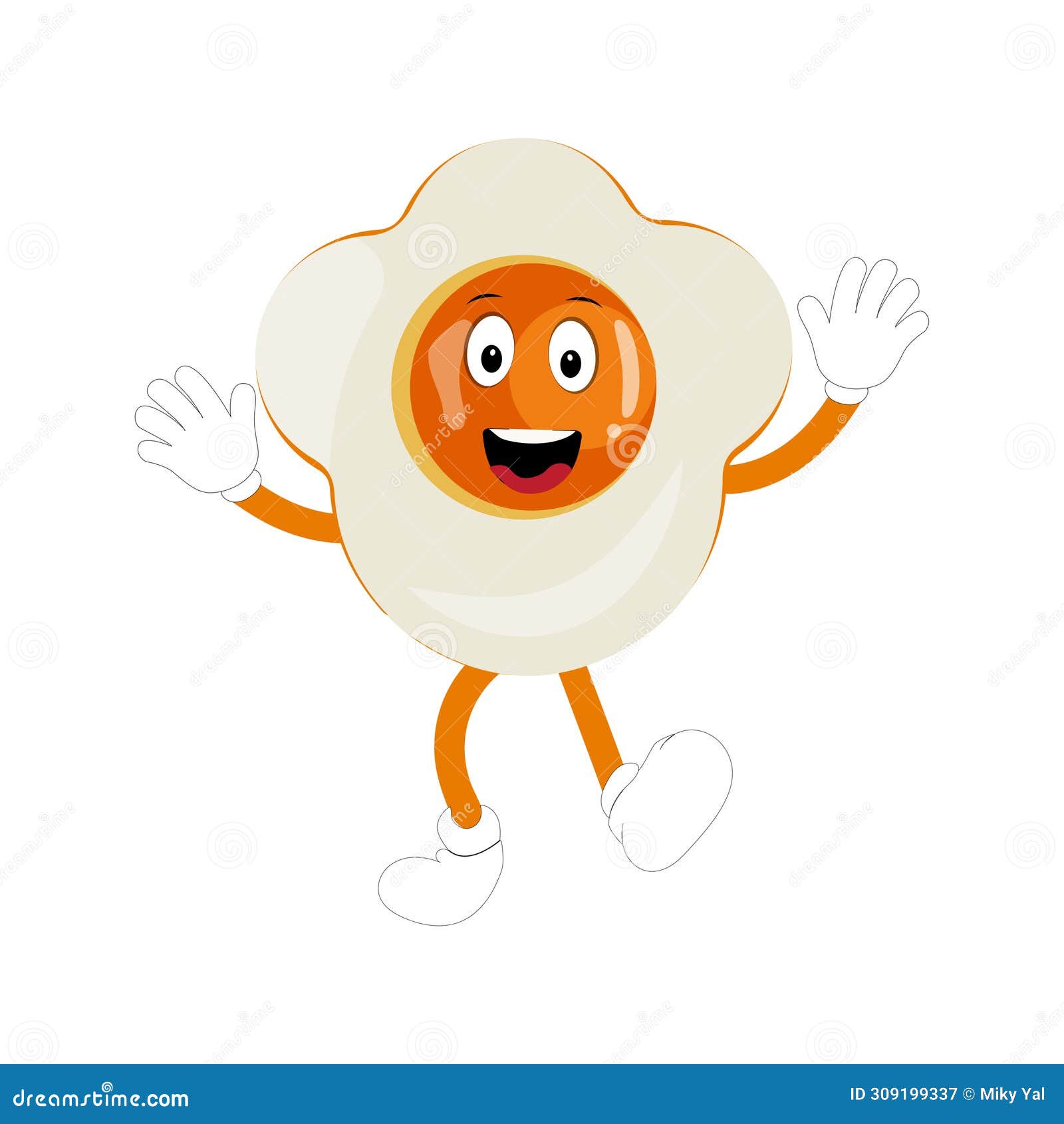 Cute Fried Egg Mascot Character Kawaii Cartoon Illustration Stock ...