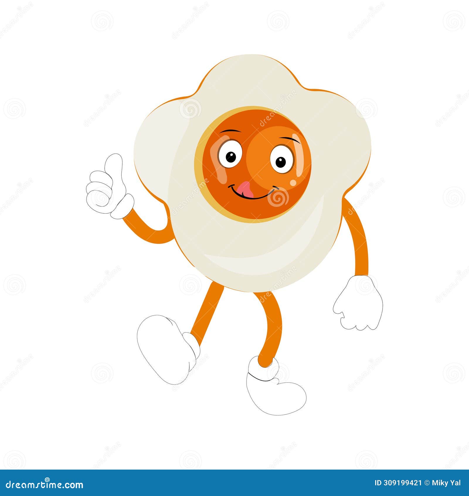 Cute Fried Egg Mascot Character Kawaii Cartoon Illustration Stock ...