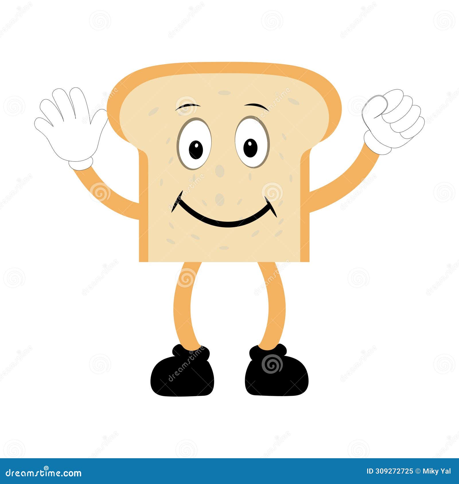 Happy Bread Slice Cartoon Mascot Character, Funny Sandwich Cartoon ...