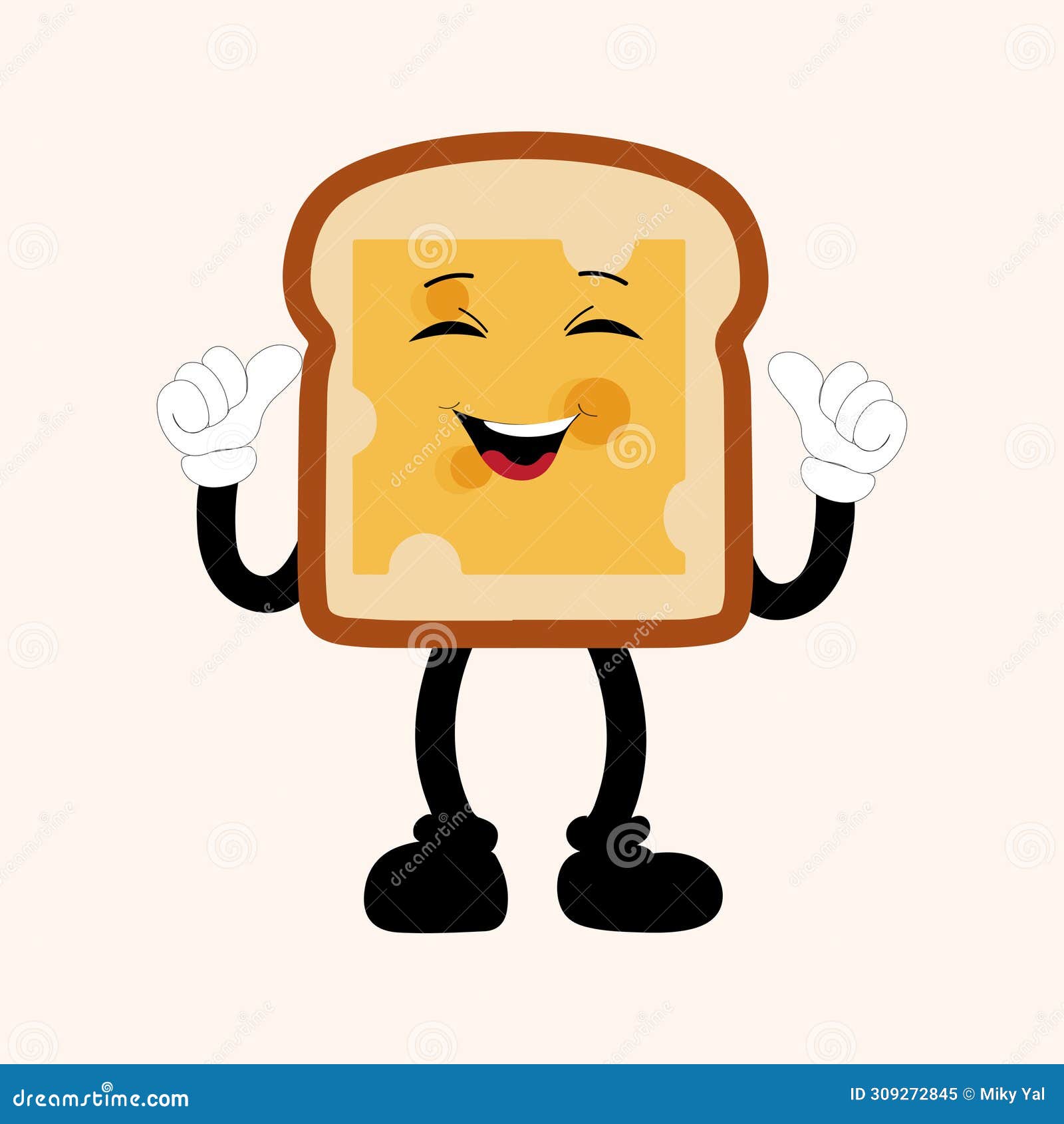 Happy Bread Slice Cartoon Mascot Character, Funny Sandwich Cartoon ...