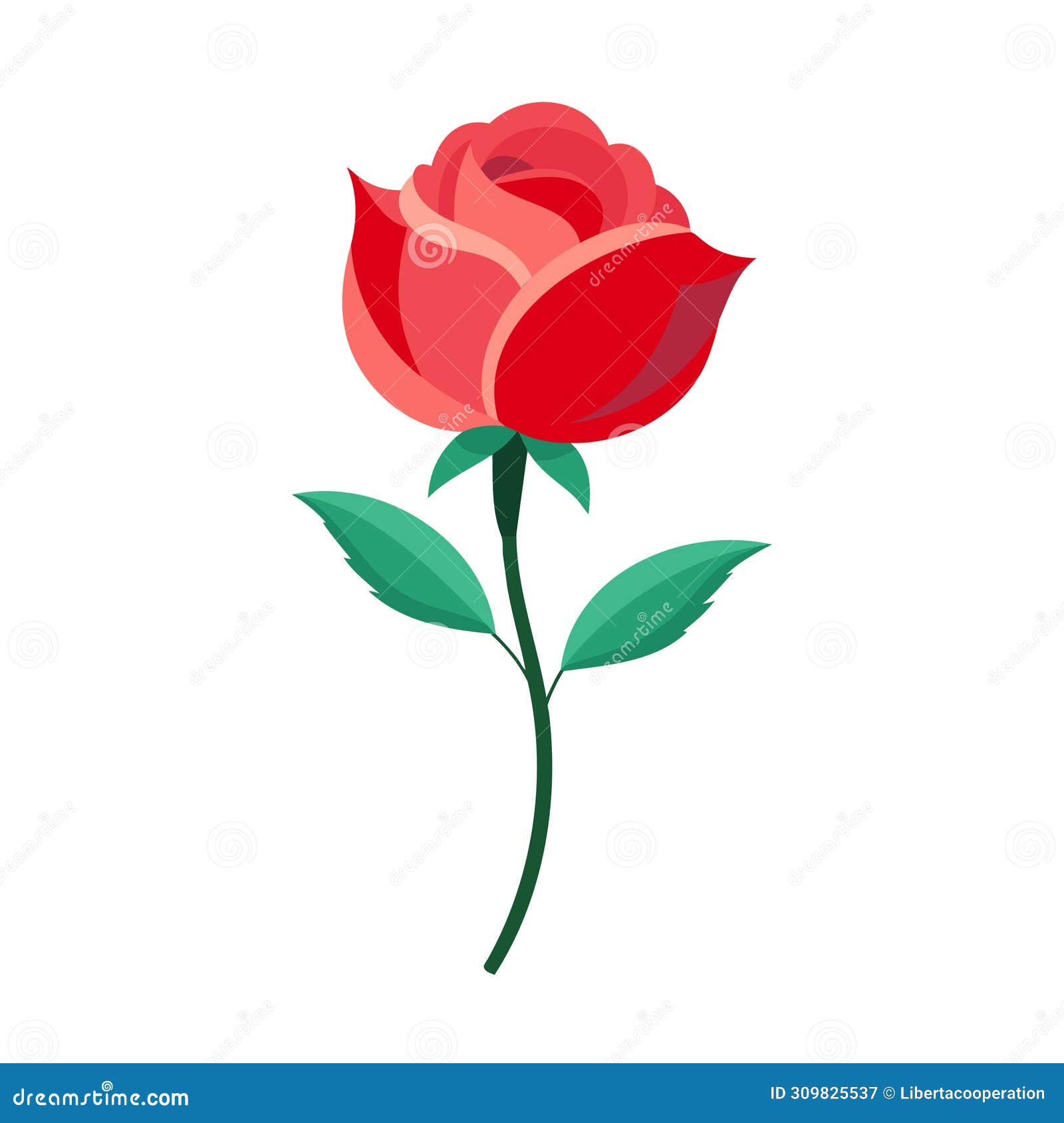 Red Rose Icon. Flat Illustration of Red Rose Vector Icon Stock Vector ...