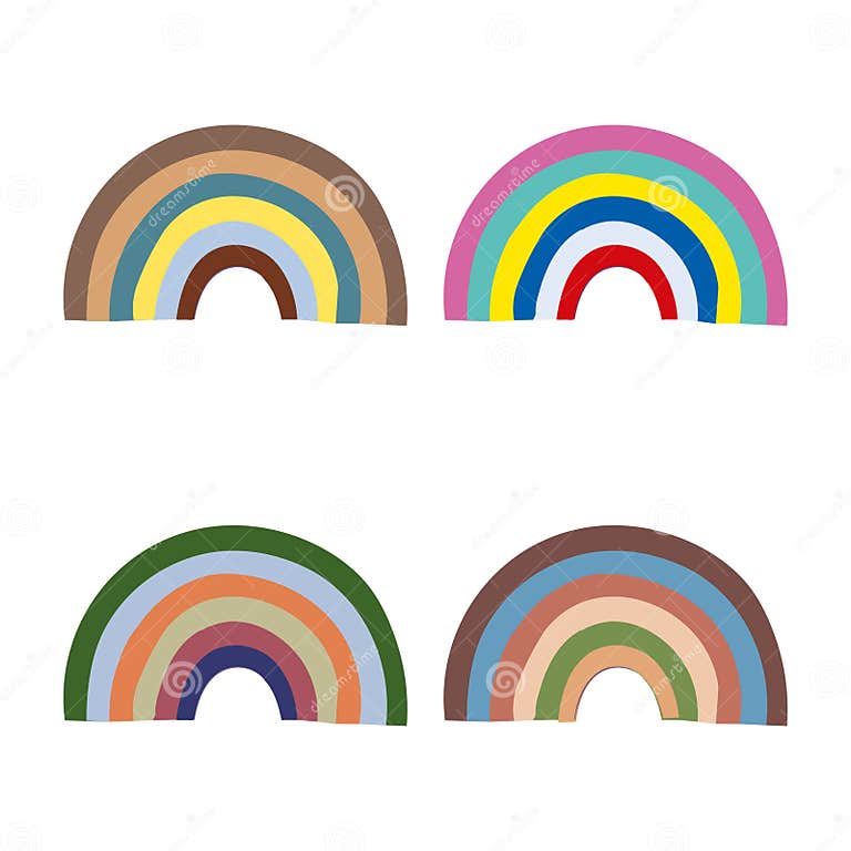 Rainbow Icon Set. Flat Illustration of Rainbow Vector Icons for Web ...