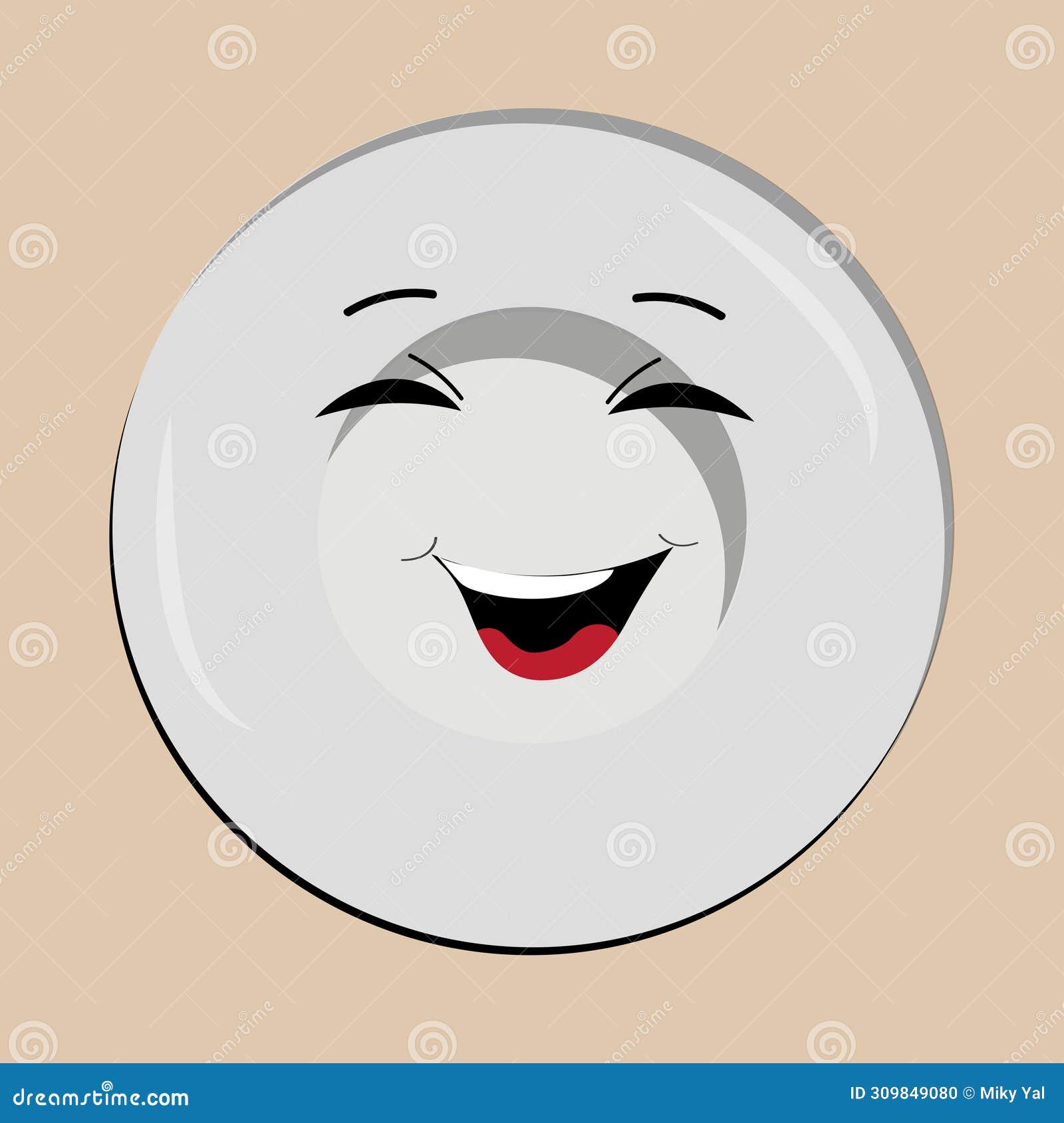 Plate Cartoon Character, with Different Expressions, Happy Mood, Sad ...