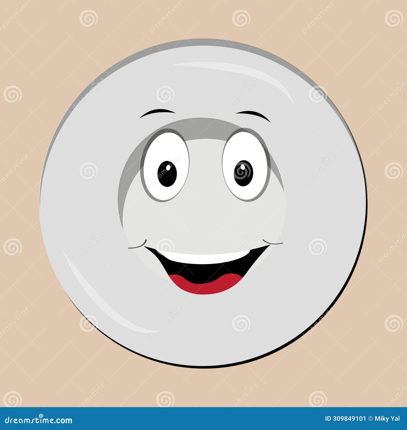 Plate Cartoon Character, with Different Expressions, Happy Mood, Sad ...