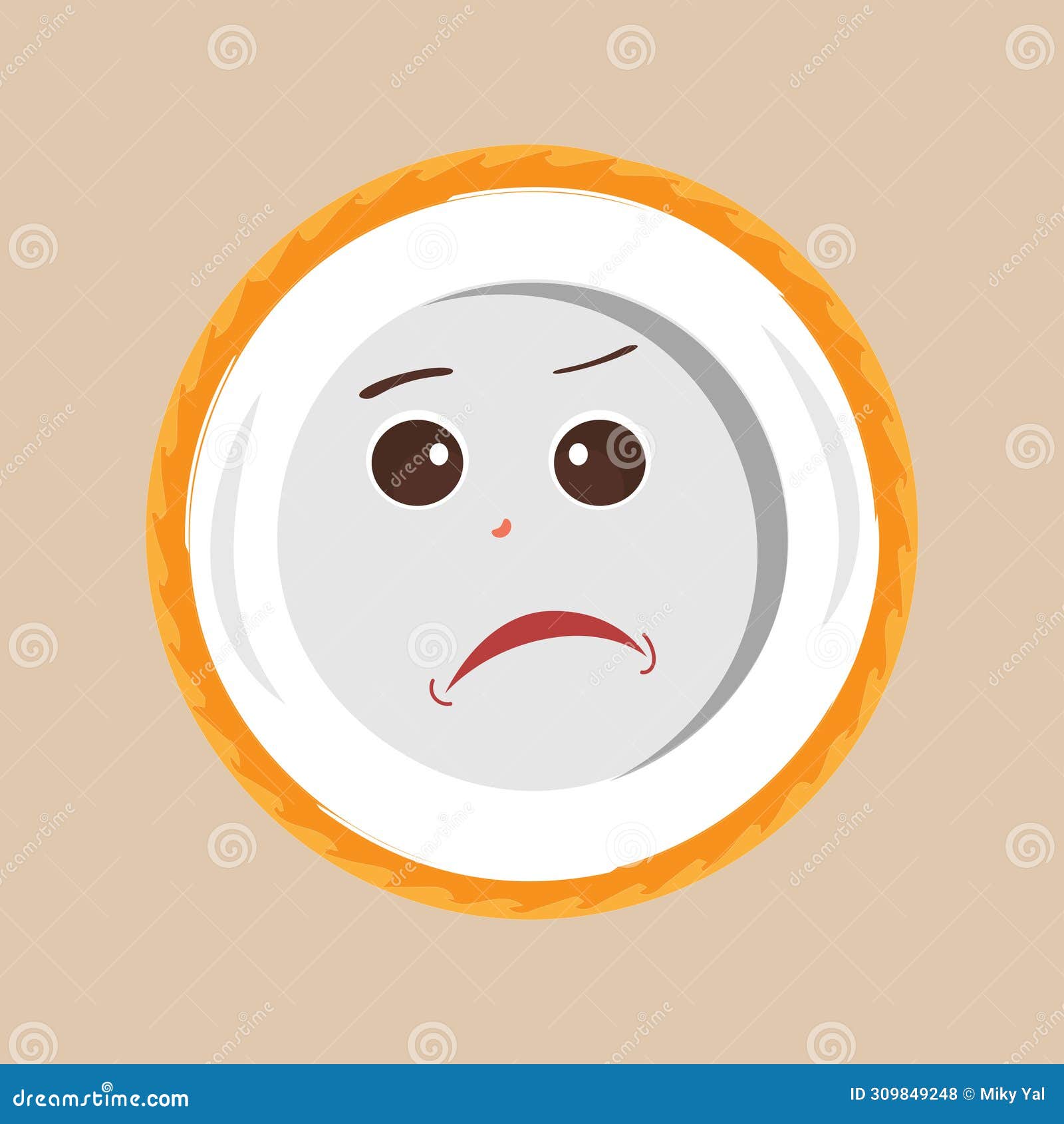Plate Cartoon Character, with Different Expressions, Happy Mood, Sad ...