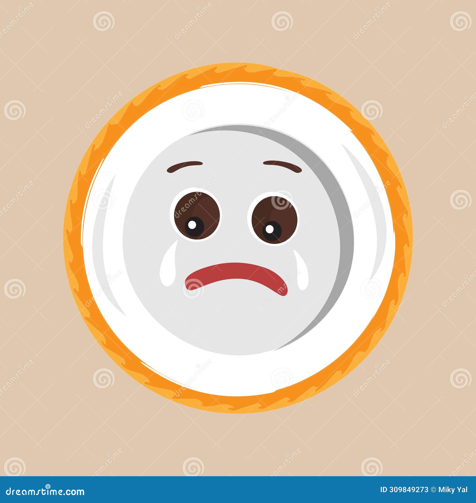 Plate Cartoon Character, with Different Expressions, Happy Mood, Sad ...