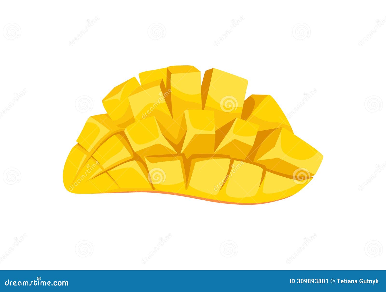 Mango Peeled and Cut Isolated on White Background.Illustration of ...