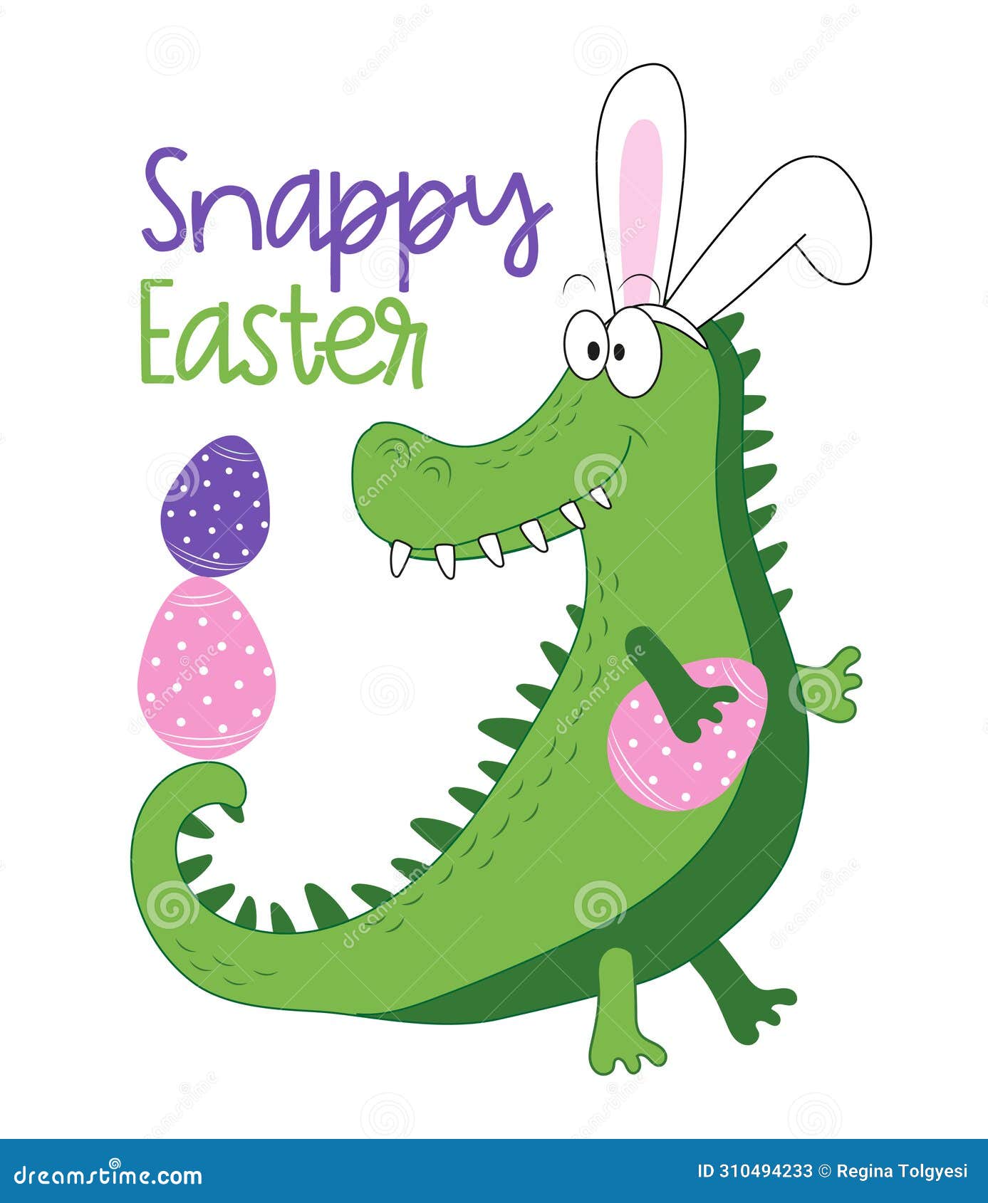 Born To Hunt - Funny Alligator in Bunny Ears, with Easter Eggs Stock ...