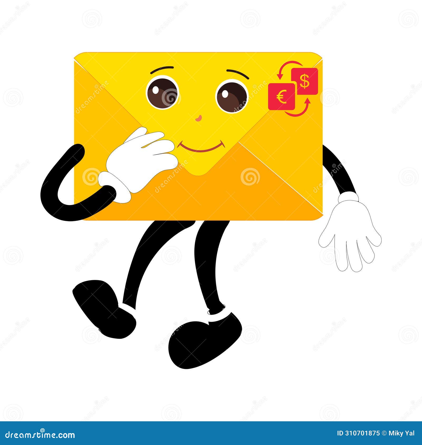 Envelope Cartoon Mascot Character, Cartoon Illustration with a Gesture ...