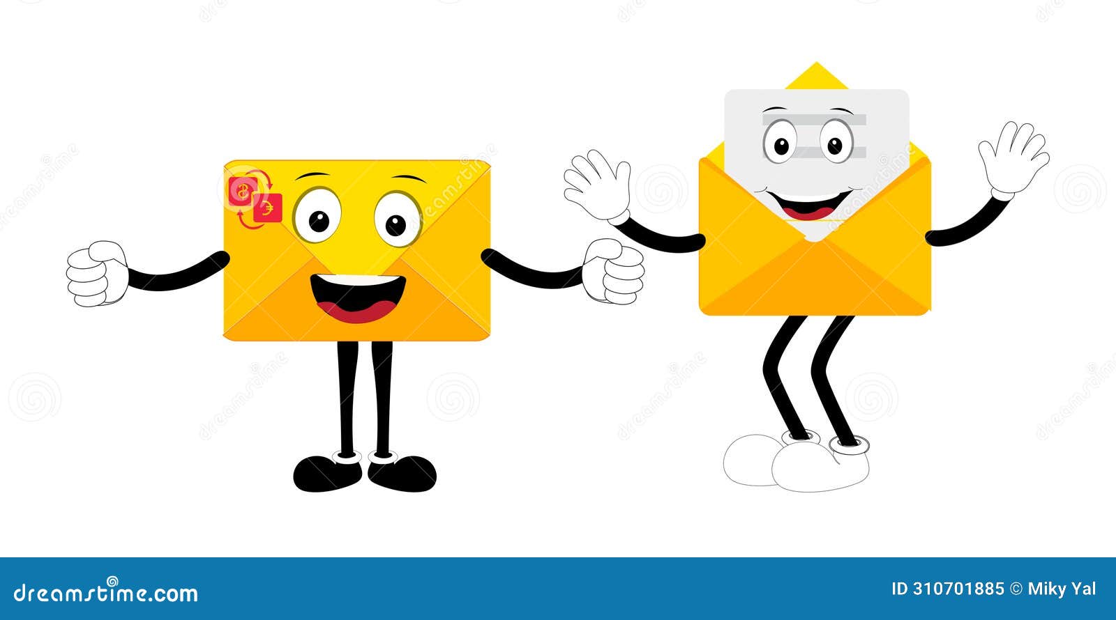 Envelope Cartoon Mascot Character, Cartoon Illustration with a Gesture ...