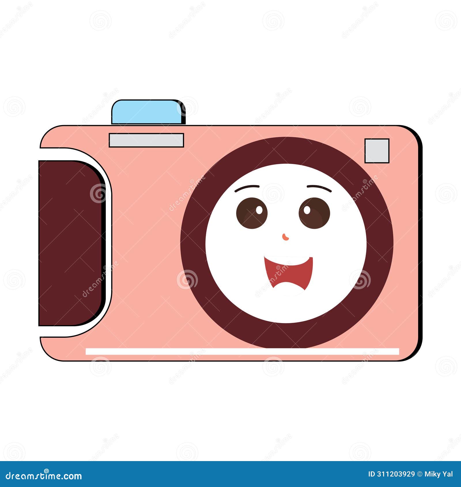 Camera Retro Mascot Character Cartoon, Camera Mascot is Smiling and ...