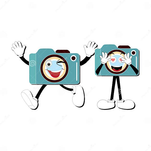 Camera Retro Mascot Character Cartoon, Camera Mascot is Smiling and ...