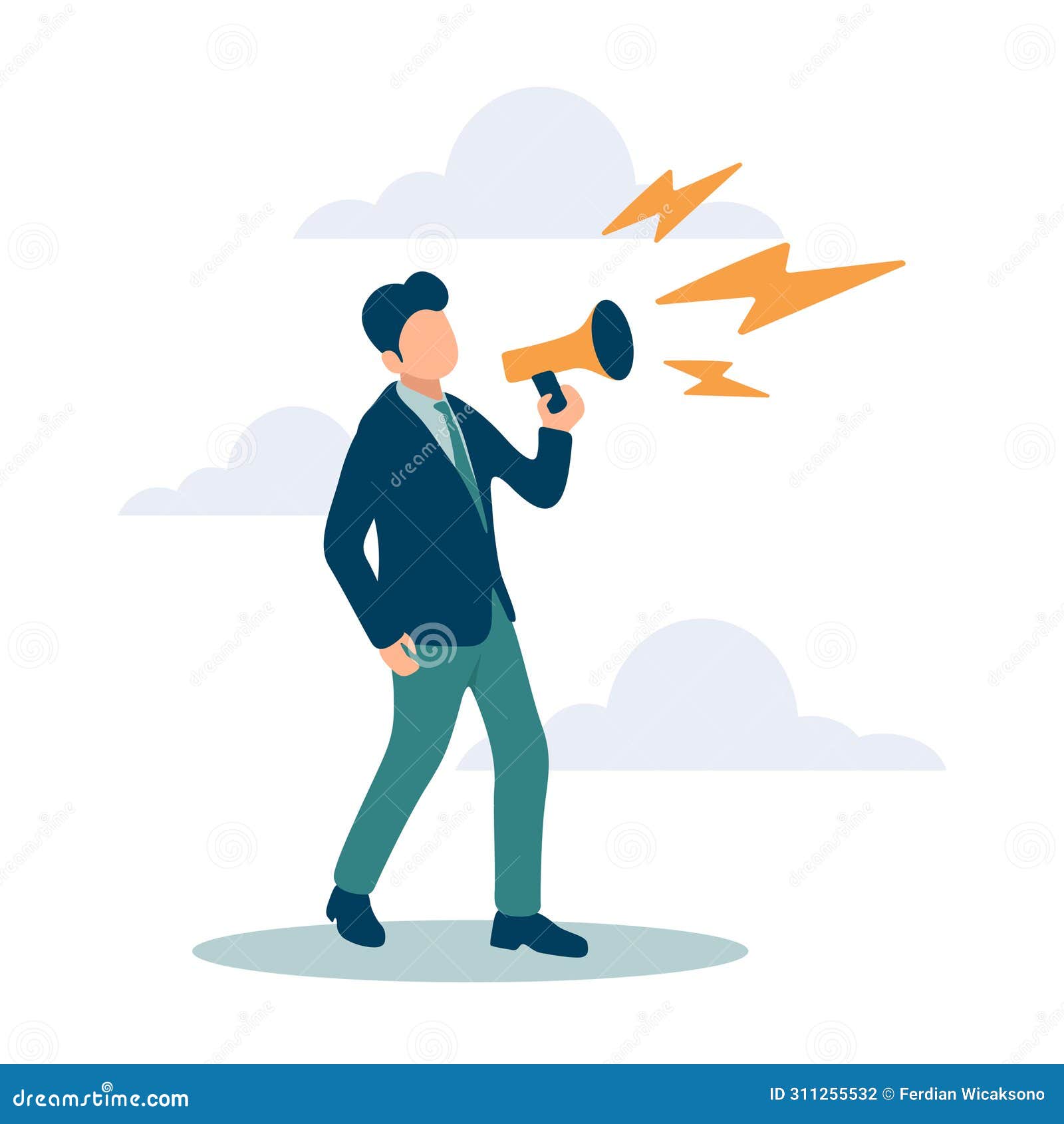 Business Shout Out, Speaking Out Loud To Communicate With Co-worker Or ...