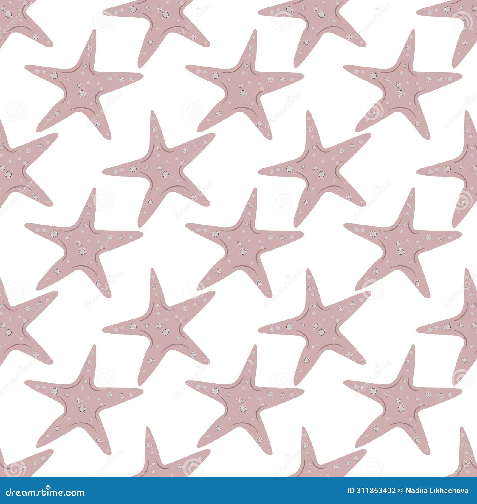 Seamless Pattern of Starfish in Pearlescent Color. Stock Vector ...