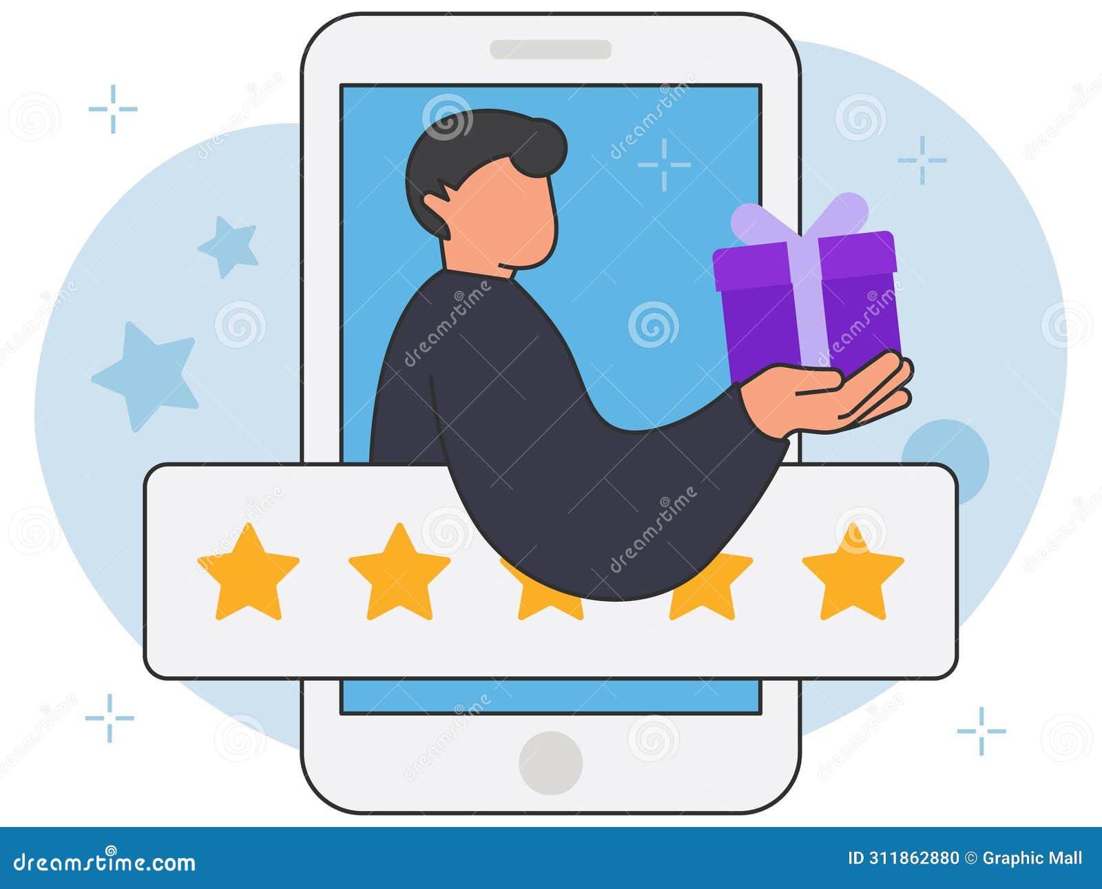 Professional Online Gift Purchase and Five Star Rating Stock Vector ...