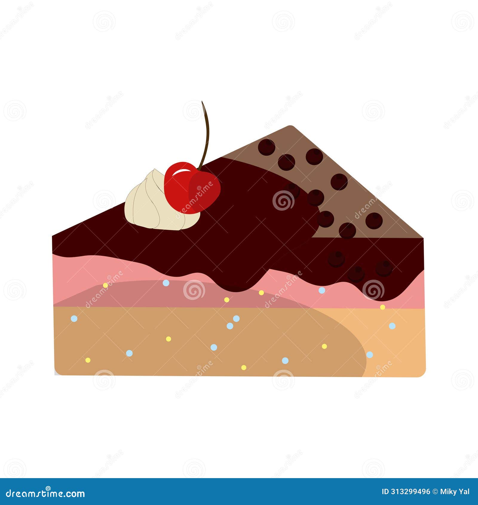 Cartoon Piece of Cake. Various Colorful Cake Slices, Cage and ...