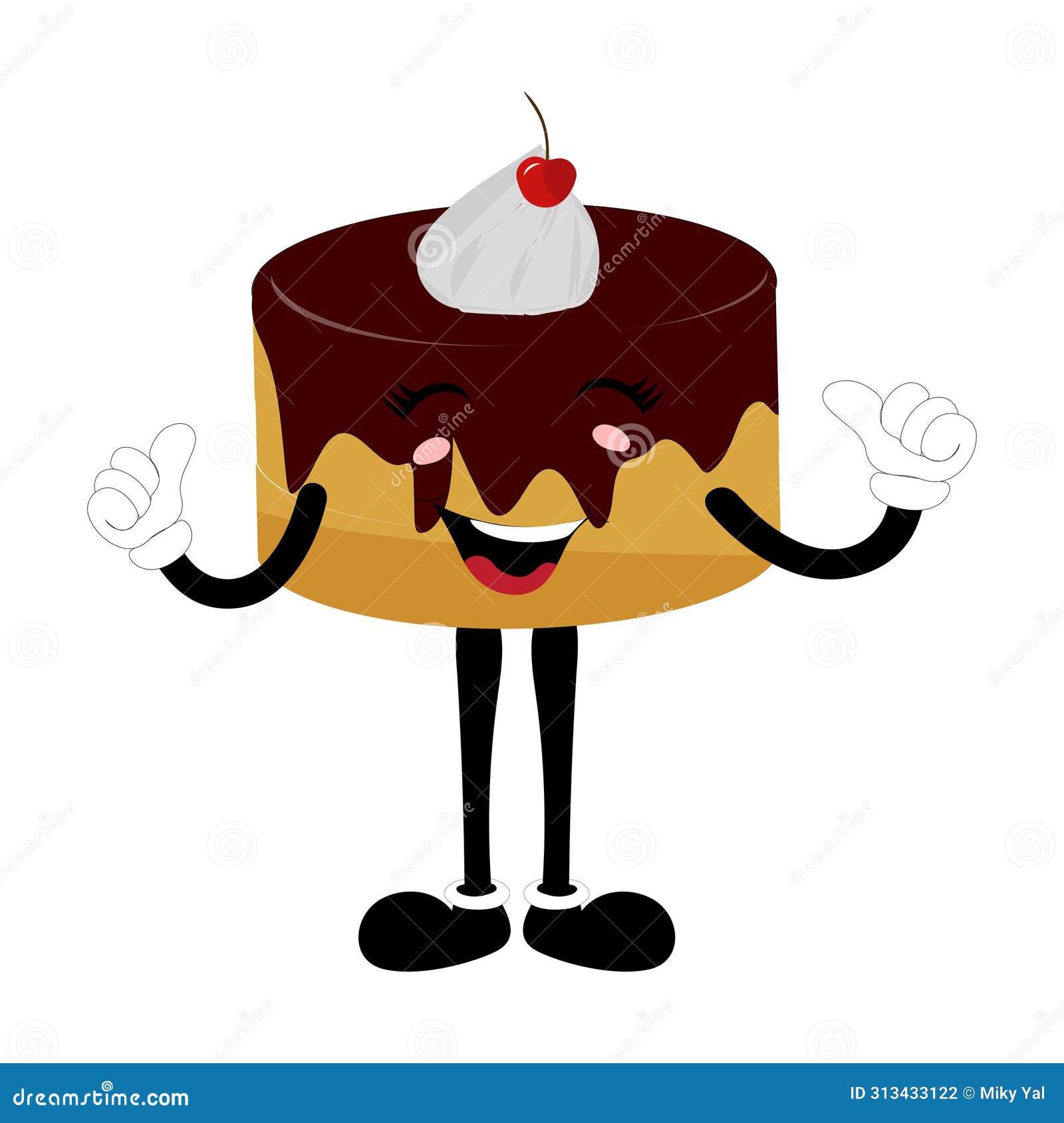 Groovy Cake Sliced Cartoon Mascot Character with Smile. Funny Retro ...