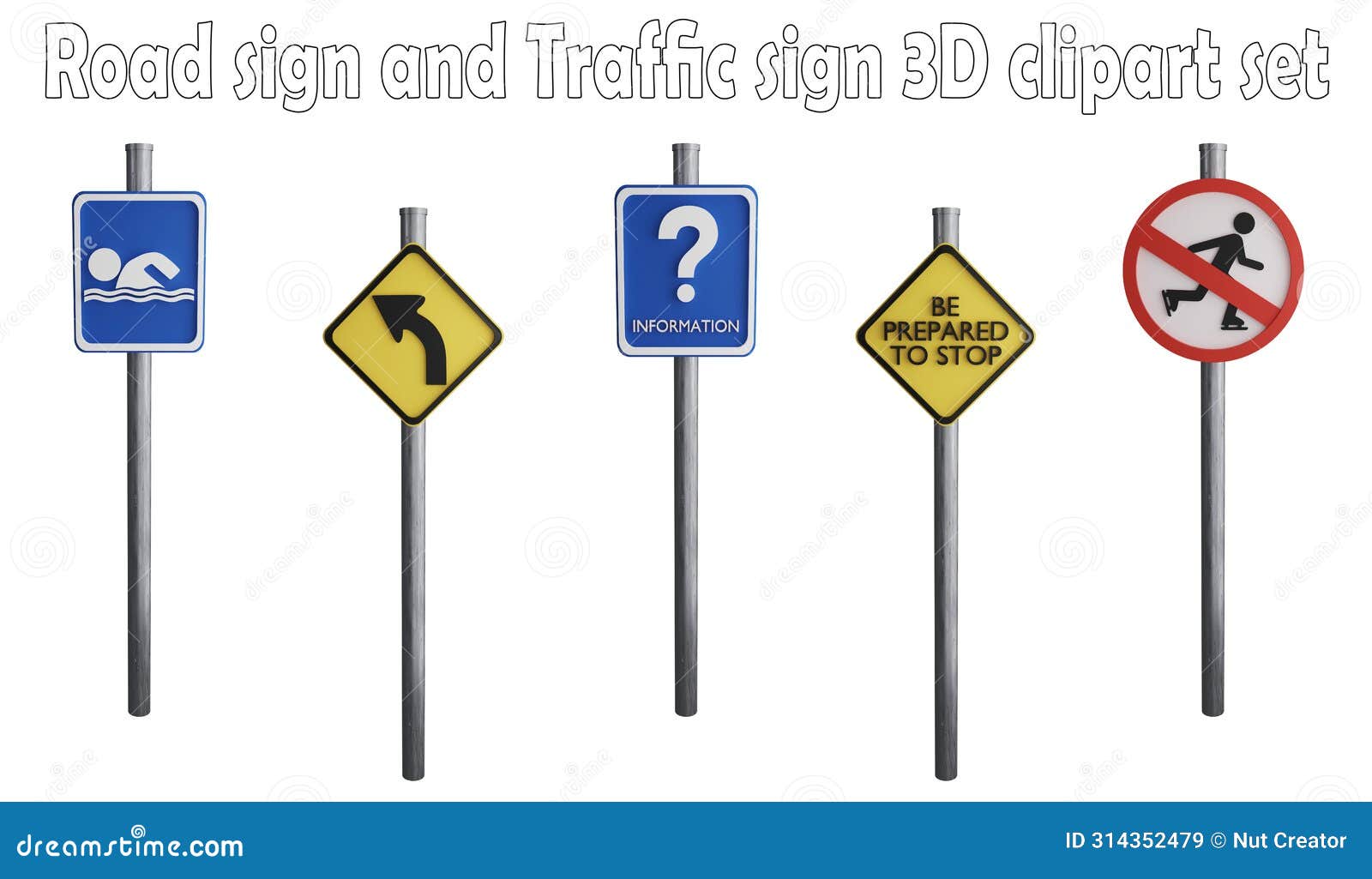Road Sign and Traffic Sign Clipart Element ,3D Render Road Sign Concept ...