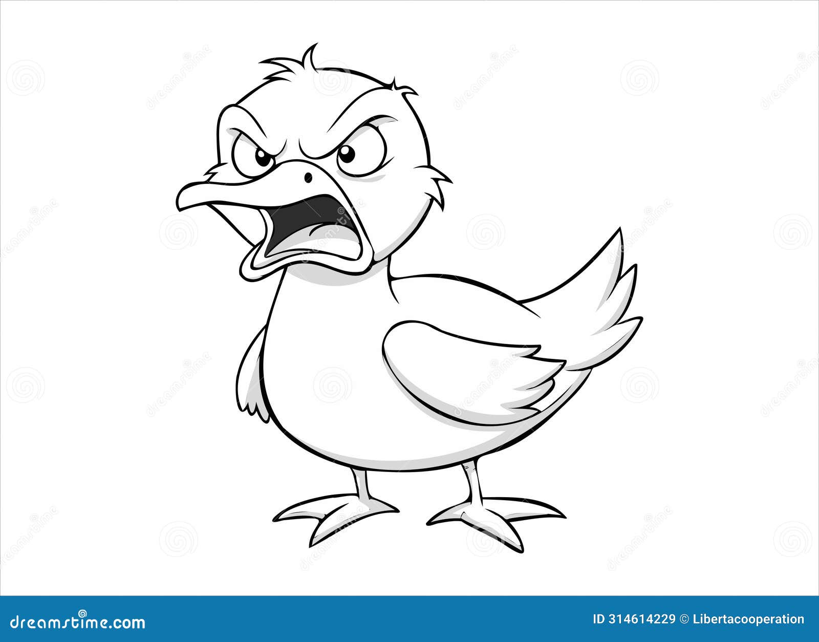 Angry Duck Cartoon Illustration, Line Art Stock Vector - Illustration ...