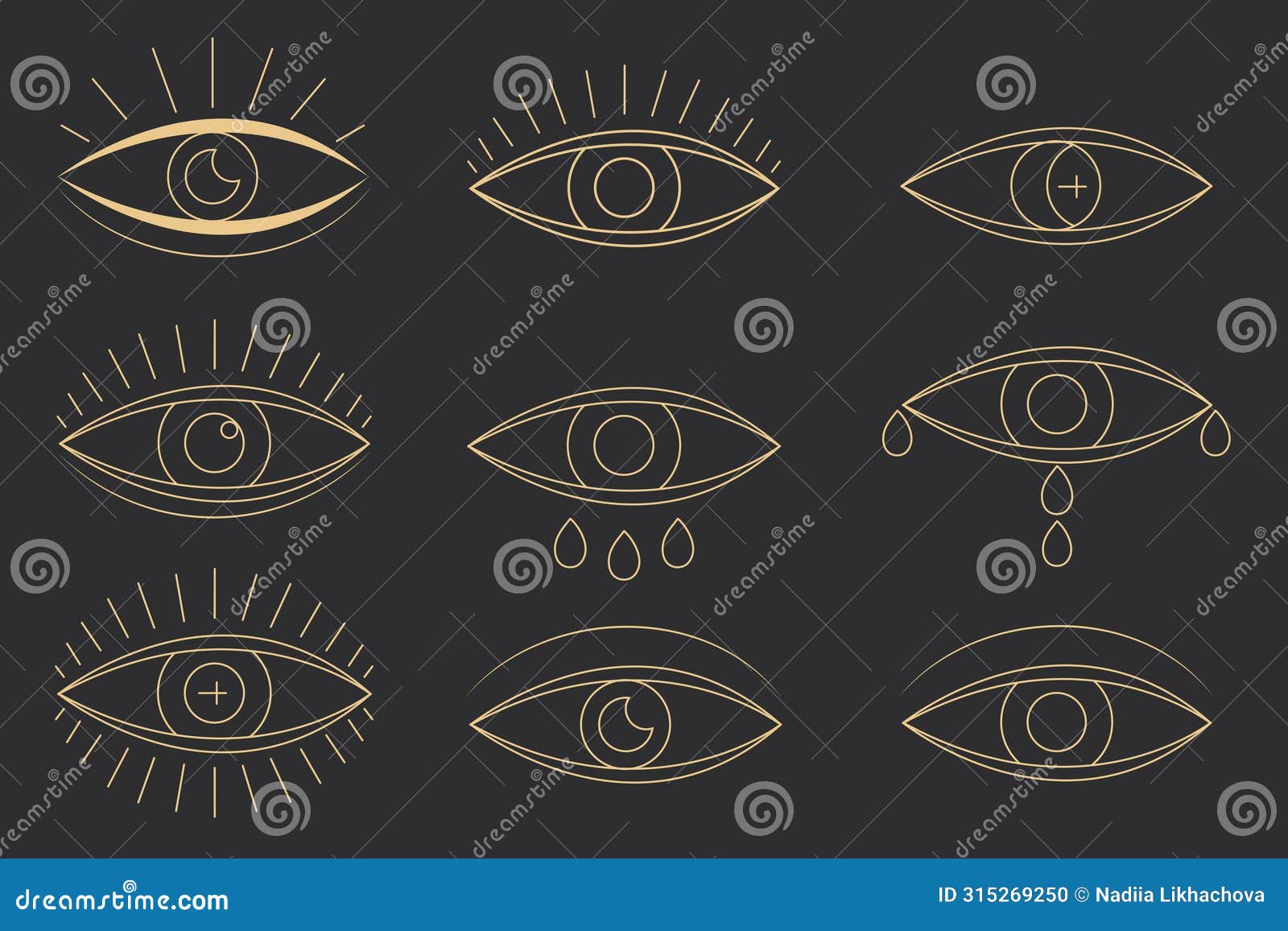 Set of Esoteric Eye Symbols, Eye of the Illuminati or Providence. Stock ...