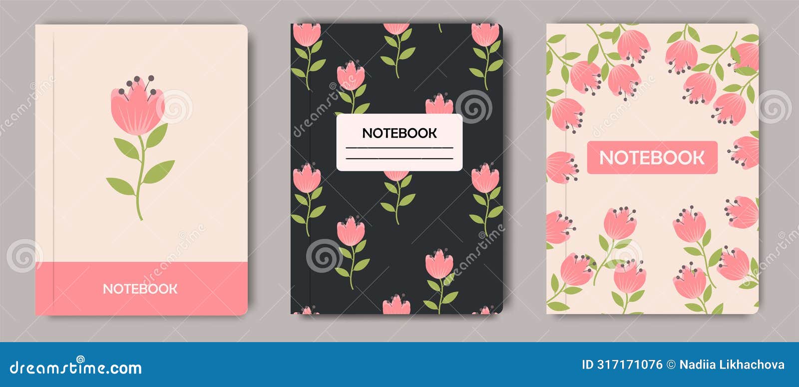 Cover Design for Notebooks or Diaries with Abstract Floral Pattern ...