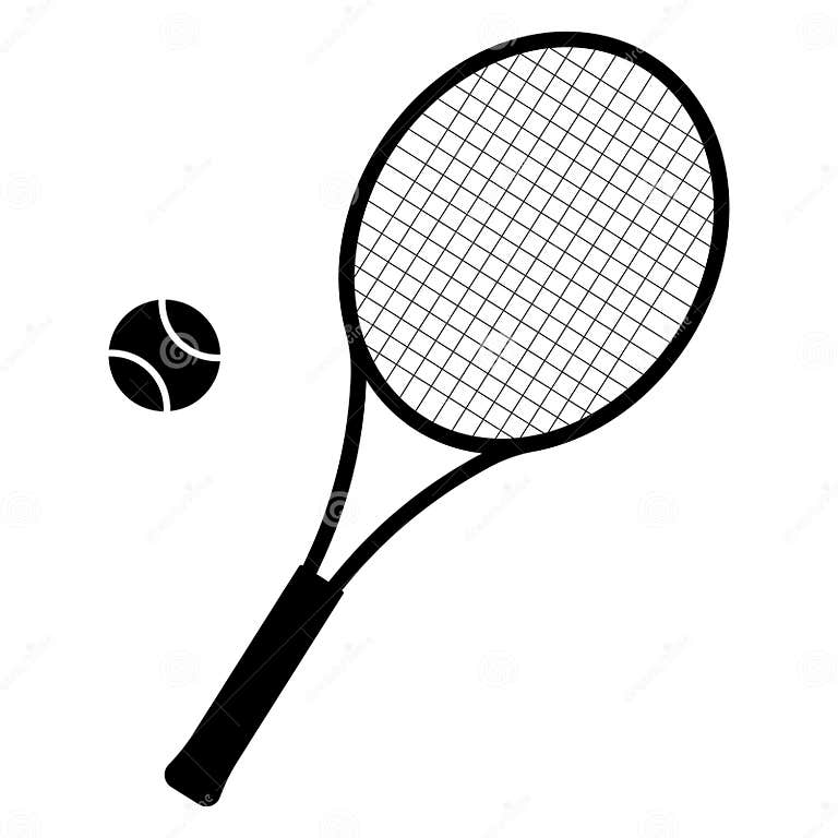 Tennis Racket with Ball Silhouette. Icon of Racquet for Court. Logo ...