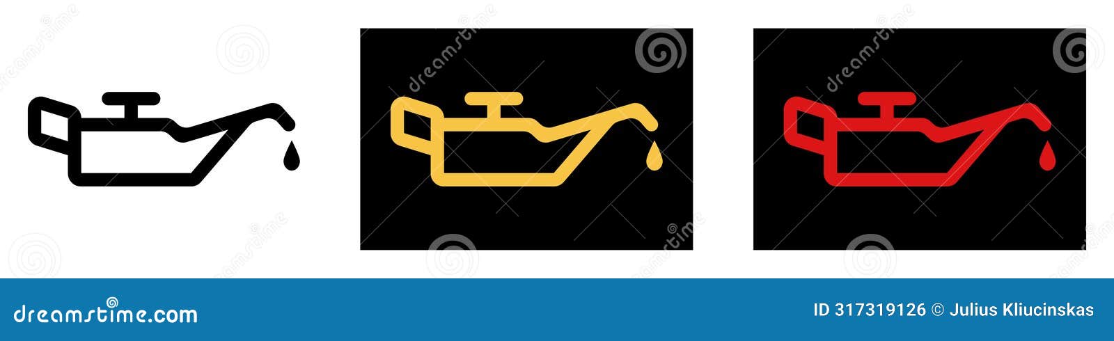 Icon of Oil Check in Motor. Car Engine. Warning Light Indicator. Vector ...