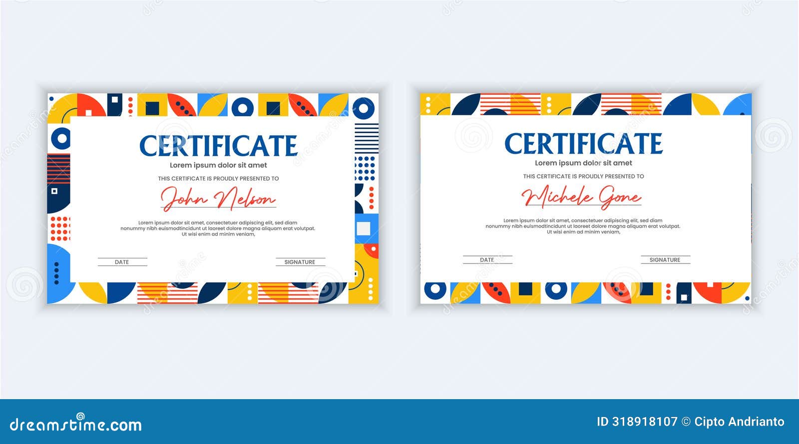 Modern Geometric Abstract Design Certificate Template Stock Vector ...