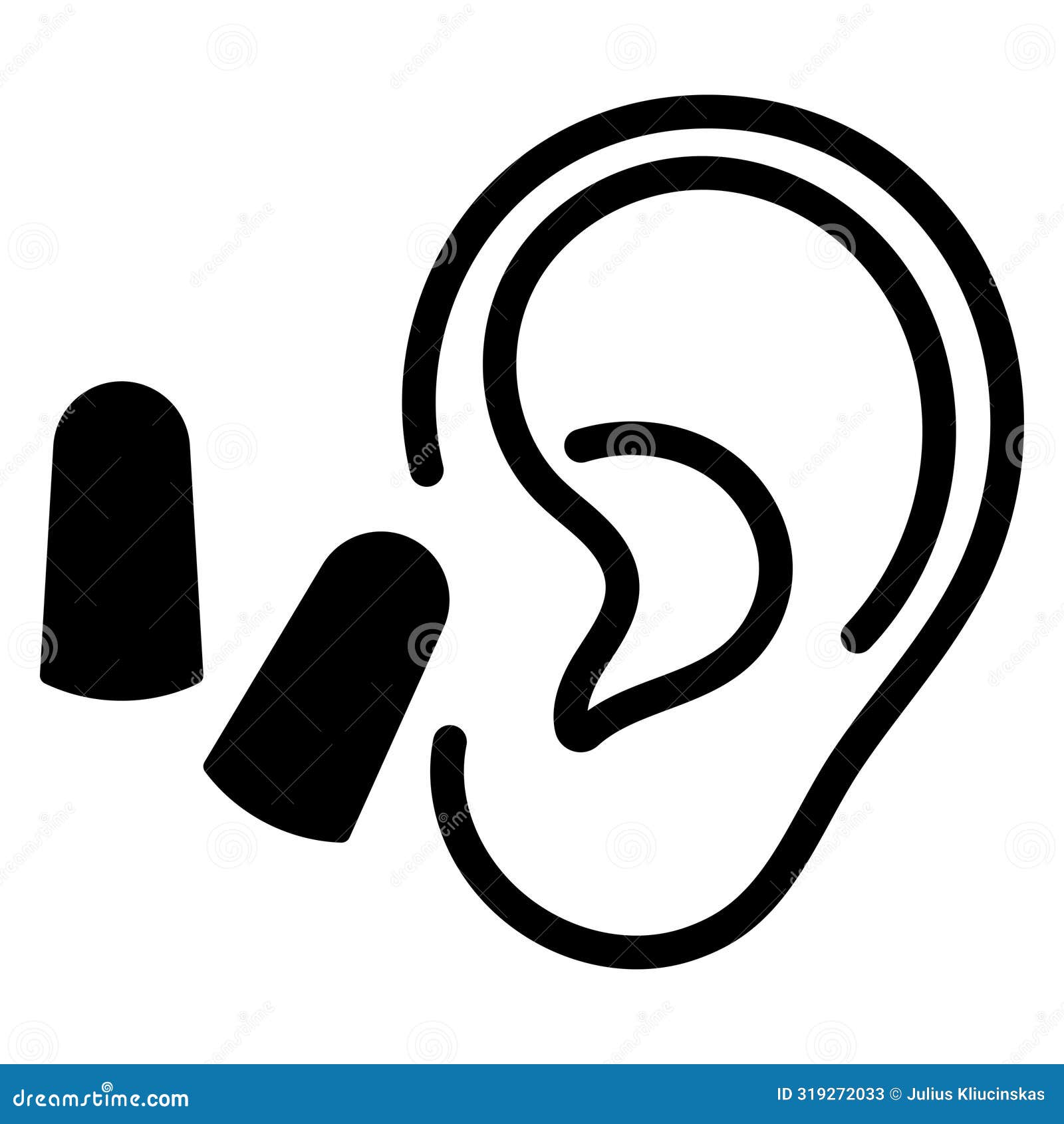 Earplugs Linear Icon. Silicone, Foam Safety Ear Plug. Noise Protection ...