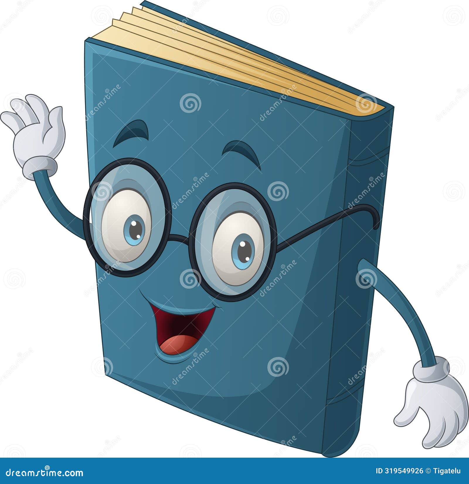 Happy Book Worm Cartoon Mascot Character Waving For Greeting Royalty ...