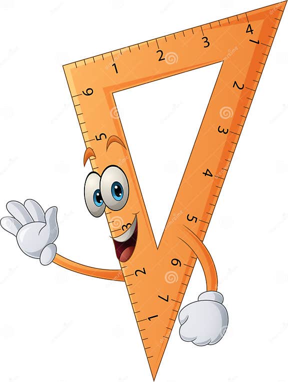 Cartoon Happy Yellow Triangle Ruler Character Stock Illustration ...