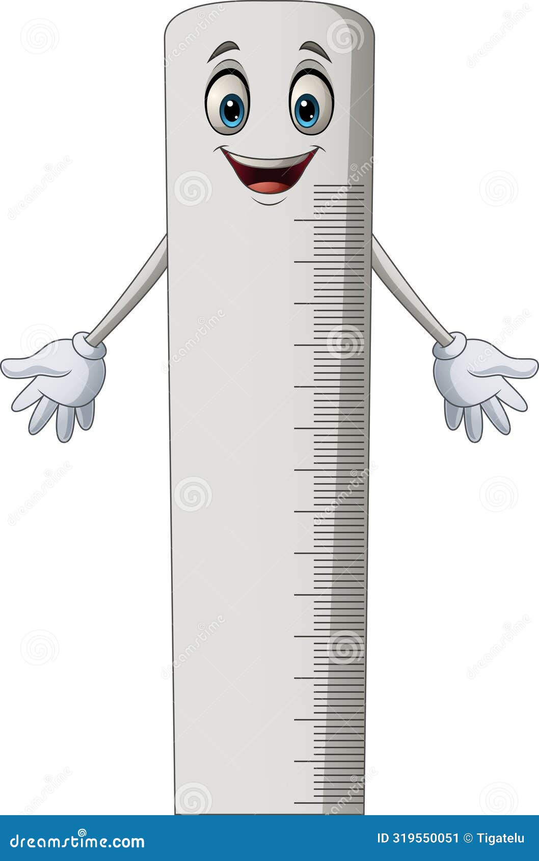 Happy Cartoon Ruler Mascot Character Stock Illustration - Illustration ...