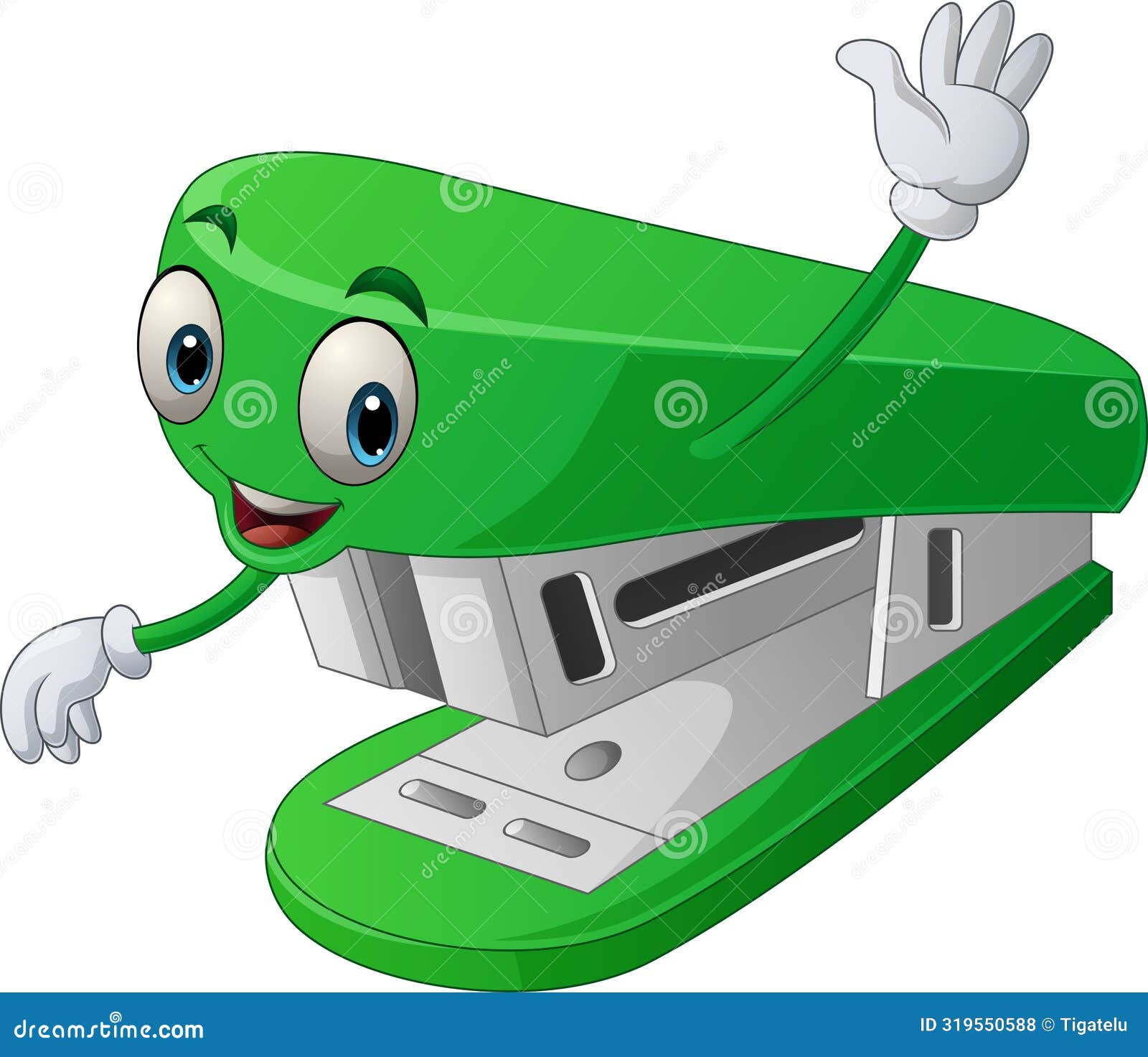Cartoon Happy Stapler Character Waving Hand Stock Photography ...