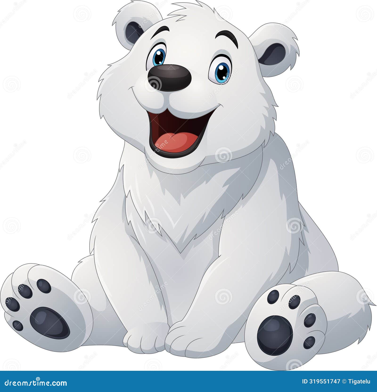 Cartoon Happy Polar Bear Sitting Stock Vector - Illustration of ...