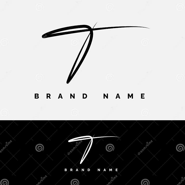 Letter T Signature Logo - Initial Alphabet for T - Handwritten T Logo ...