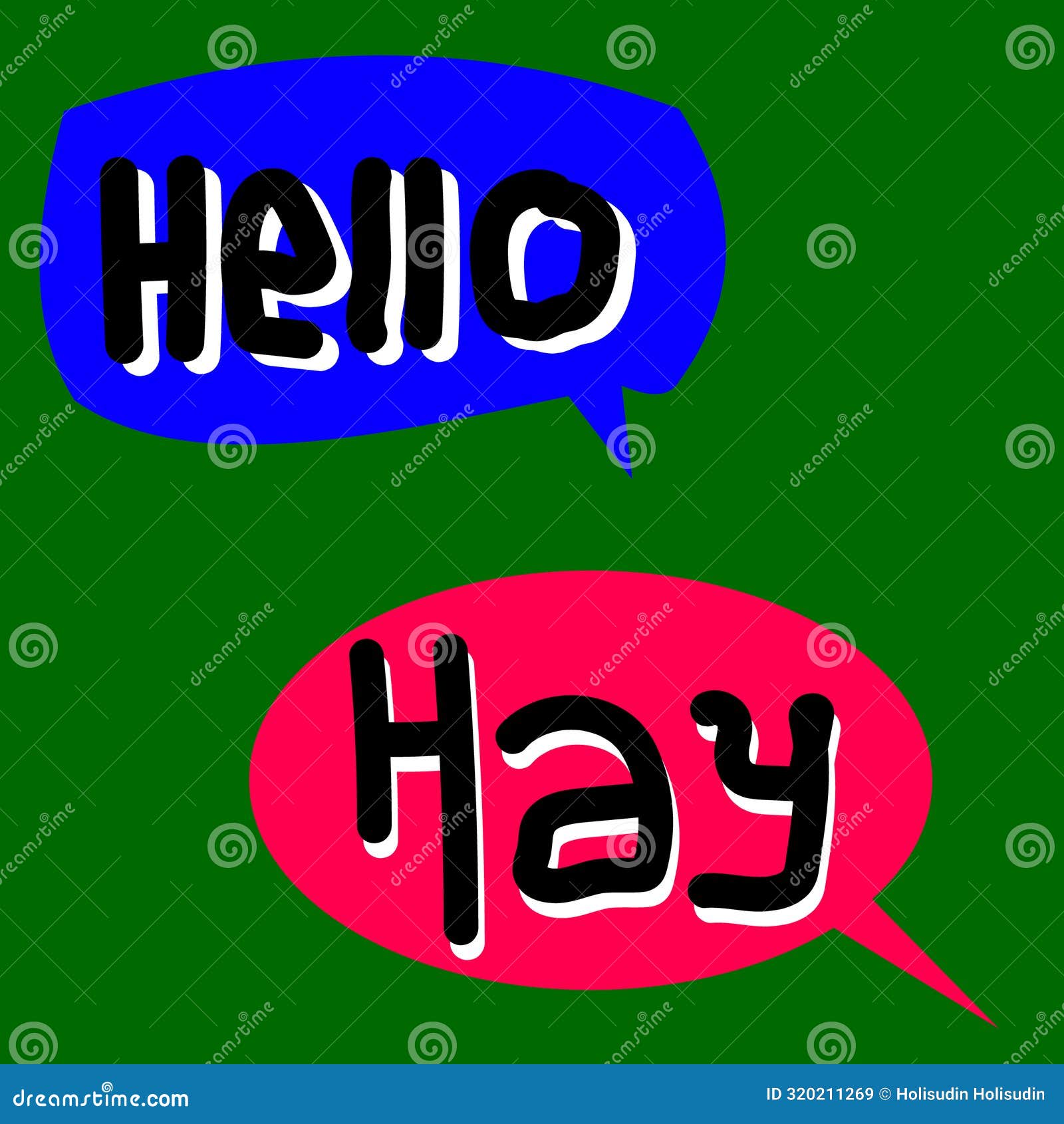 Hello and Hay Text in Bubble Stock Illustration - Illustration of ...