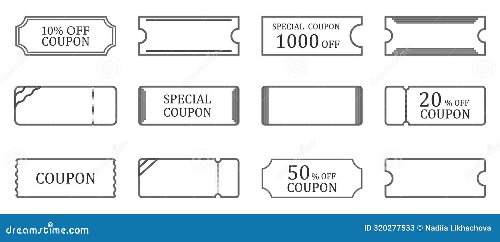 Set of Coupons, Tickets, Gift Coupon, Discount Coupon, Saving Coupon in ...