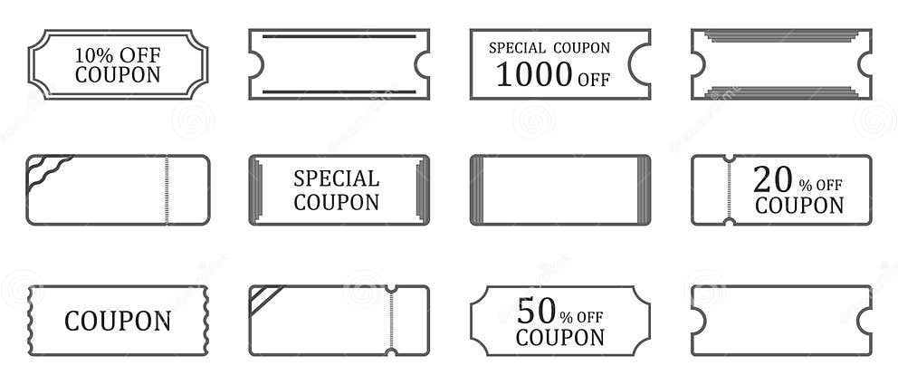 Set of Coupons, Tickets, Gift Coupon, Discount Coupon, Saving Coupon in ...