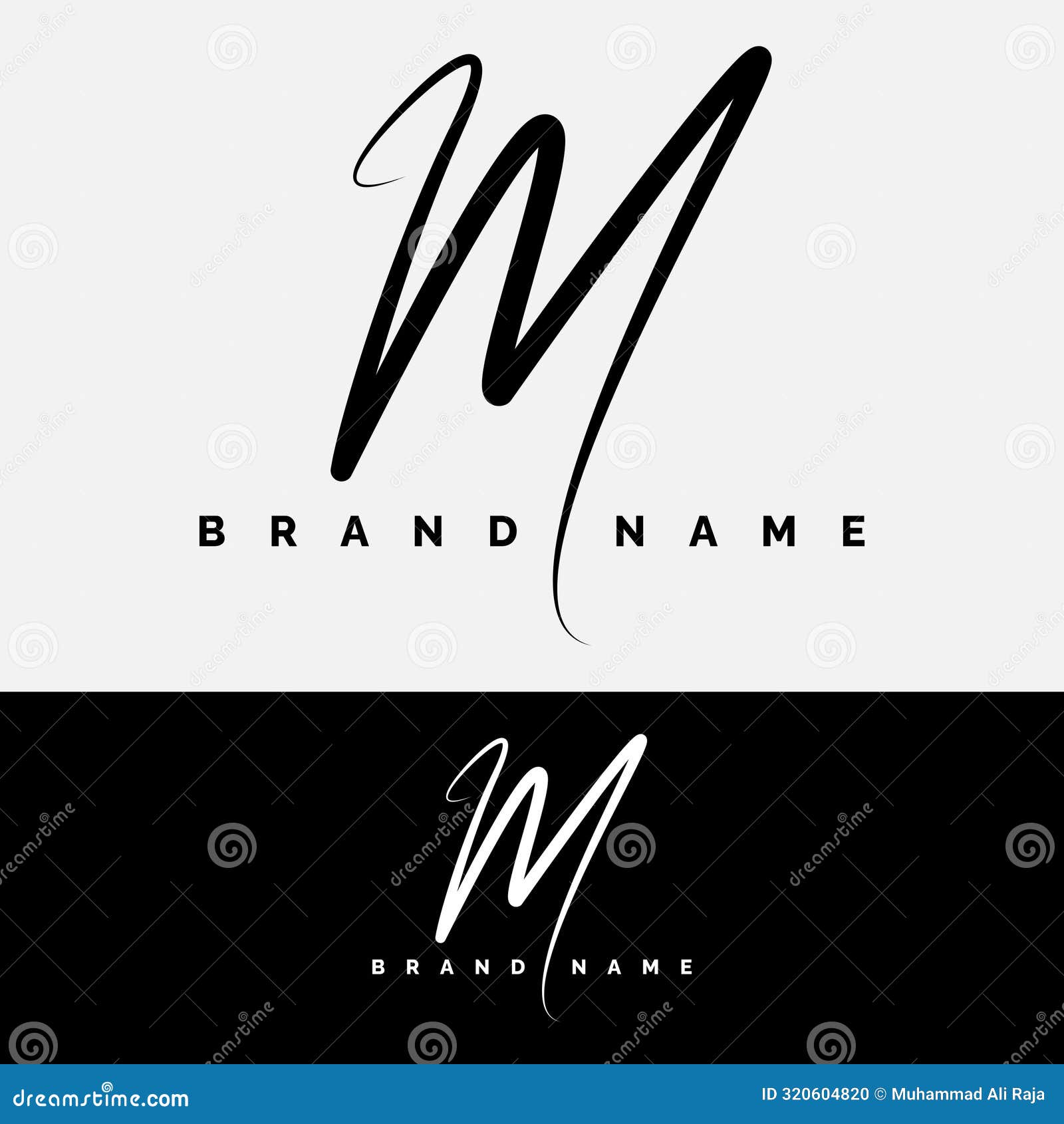 Letter M Signature Logo - Initial Alphabet for M - Handwritten M Logo ...