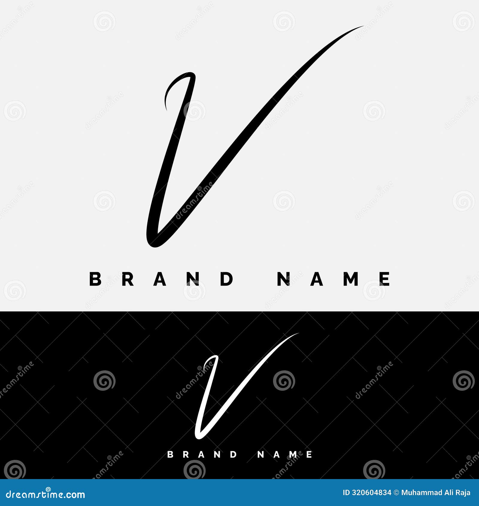 Letter V Signature Logo - Initial Alphabet for V - Handwritten V Logo ...